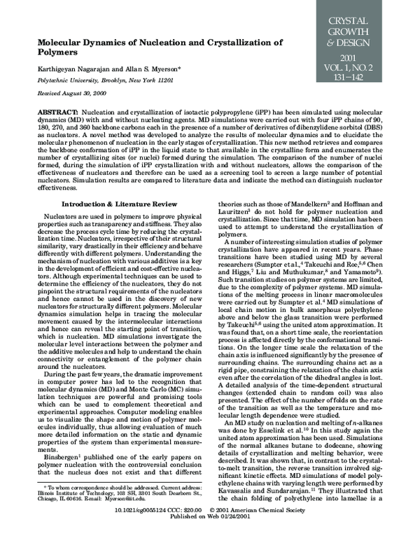 (PDF) Molecular Dynamics of Nucleation and Crystallization of Polymers ...