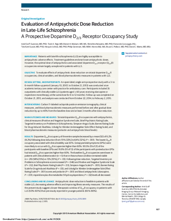 (PDF) Evaluation of Antipsychotic Dose Reduction in Late-Life ...