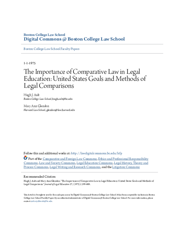 (PDF) The Importance of Comparative Law in Legal Education: United ...