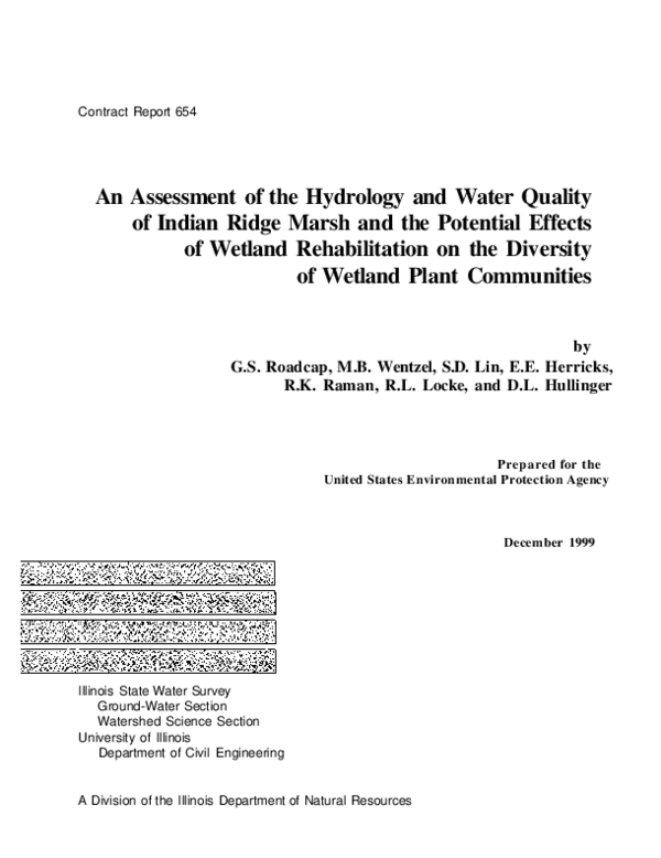 (PDF) An Assessment of the Hydrology and Water Quality of Indian Ridge ...