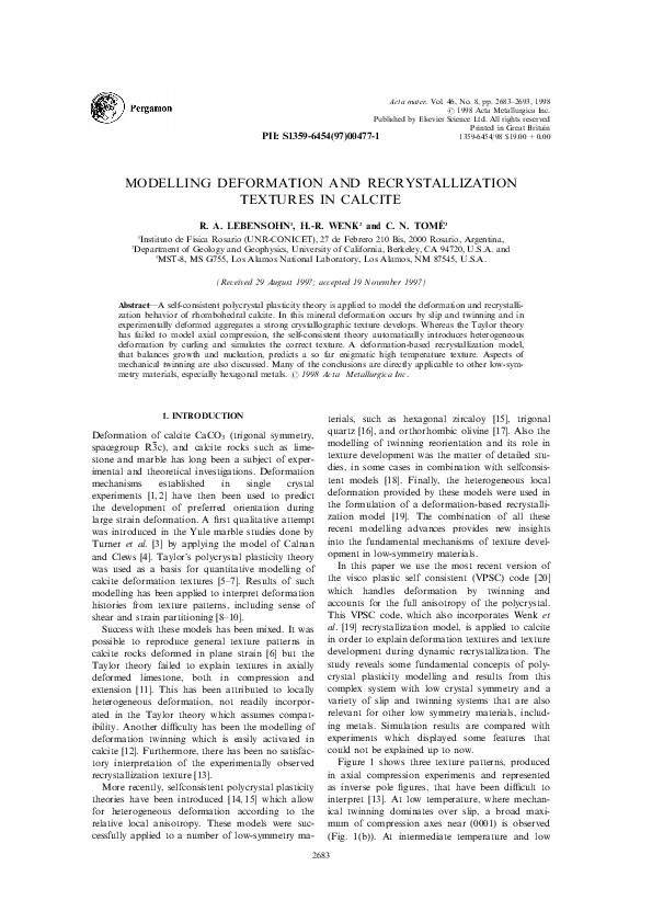 (PDF) Modelling deformation and recrystallization textures in calcite