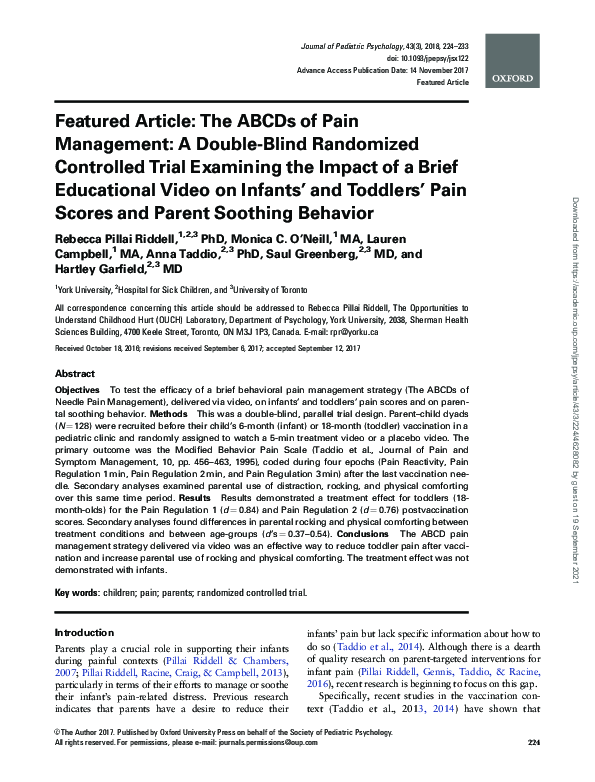(PDF) Featured Article: The ABCDs of Pain Management: A Double-Blind ...