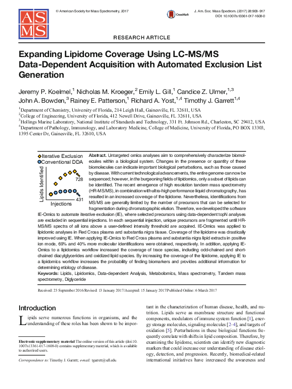 (PDF) Expanding Lipidome Coverage Using LC-MS/MS Data-Dependent Acquisition with Automated ...