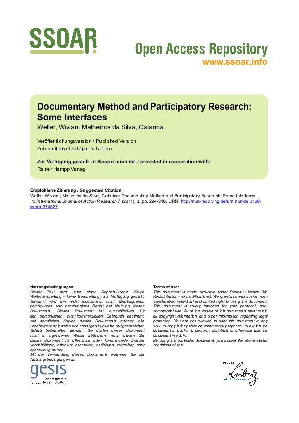 (PDF) Documentary Method and Participatory Research: Some Interfaces