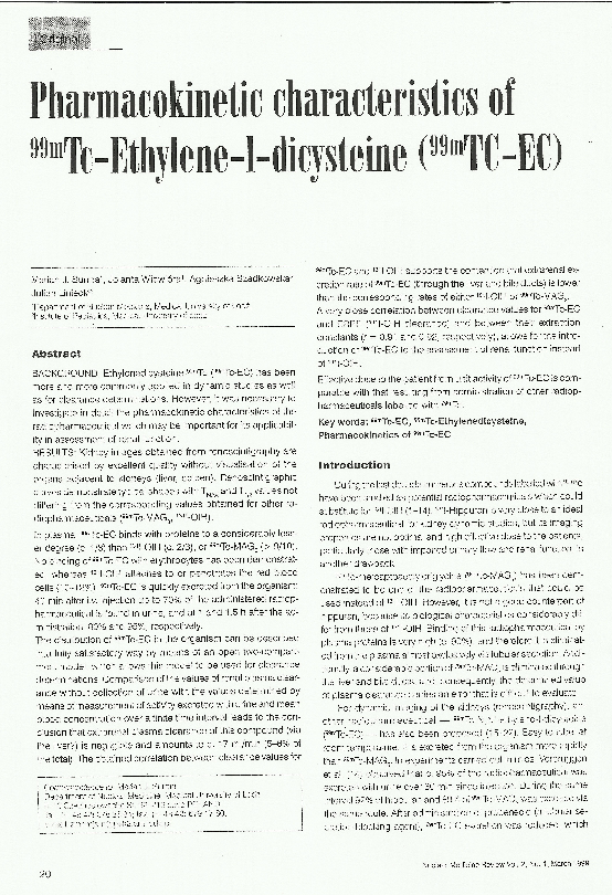 (PDF) Pharmacokinetic characteristics of 99mTc-Ethylene-l-dicysteine ...