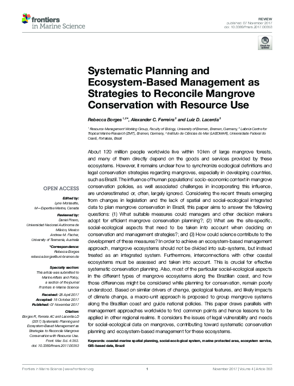 (PDF) Systematic Planning and Ecosystem-Based Management as Strategies ...