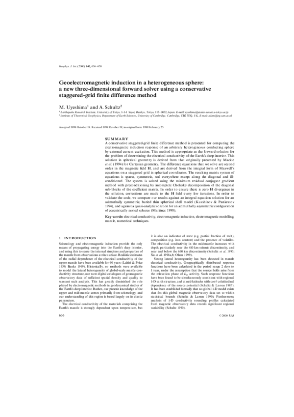 (PDF) Geoelectromagnetic induction in a heterogeneous sphere:a new three-dimensional forward ...