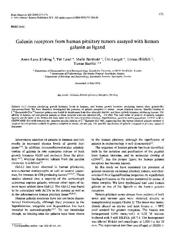(PDF) Galanin receptors from human pituitary tumors assayed with human ...