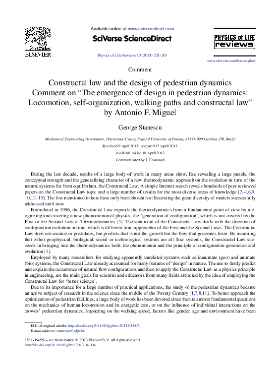 (PDF) Constructal law and the design of pedestrian dynamics