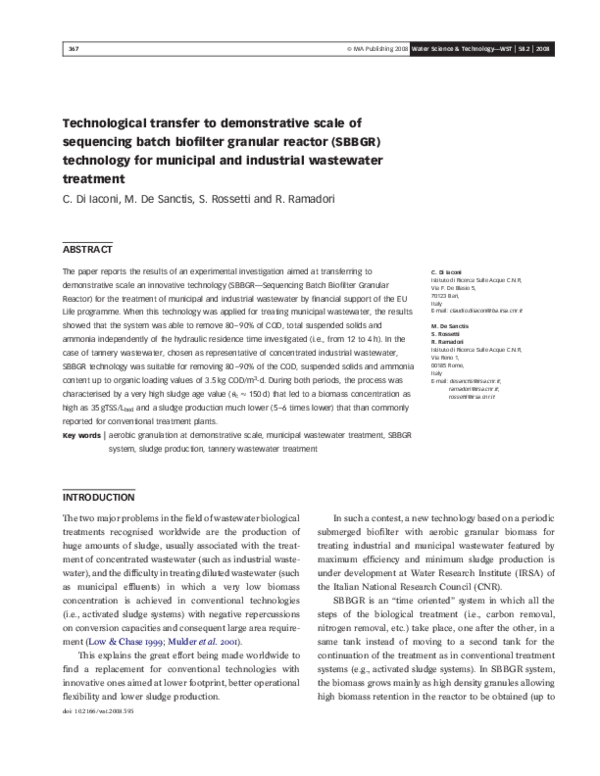 (PDF) Technological transfer to demonstrative scale of sequencing batch ...