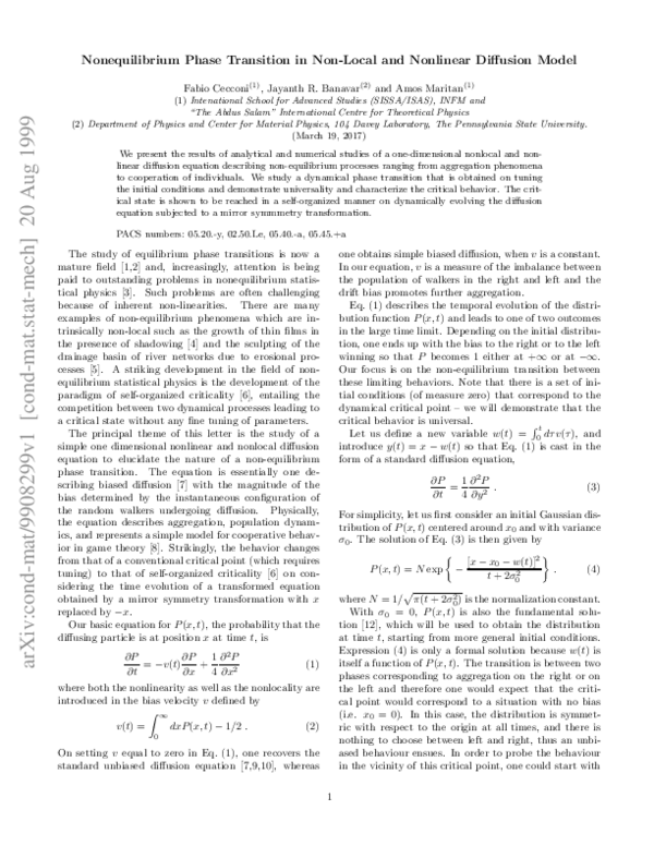 Pdf Nonequilibrium Phase Transition In Nonlocal And Nonlinear
