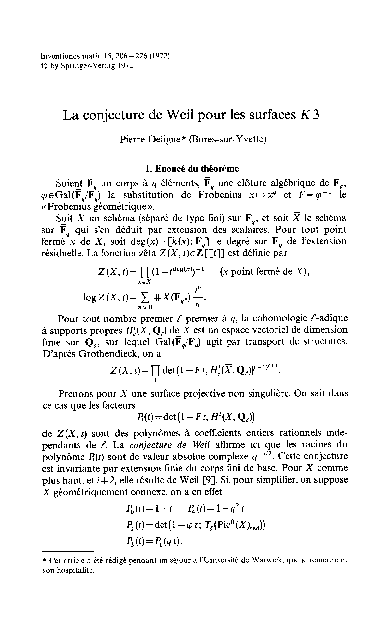 (PDF) La conjecture de Weil pour les surfacesK3