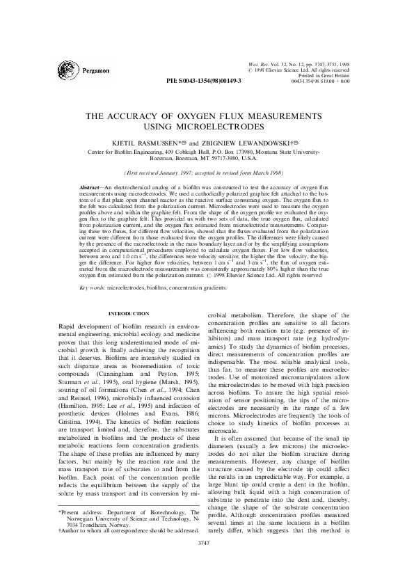 (PDF) The accuracy of oxygen flux measurements using microelectrodes