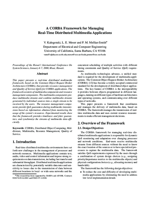 (PDF) A CORBA framework for managing real-time distributed multimedia applications
