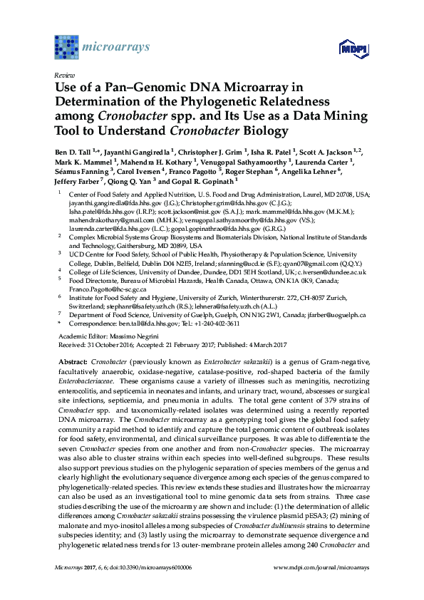 (PDF) Use of a Pan-Genomic DNA Microarray in Determination of the Phylogenetic Relatedness among ...
