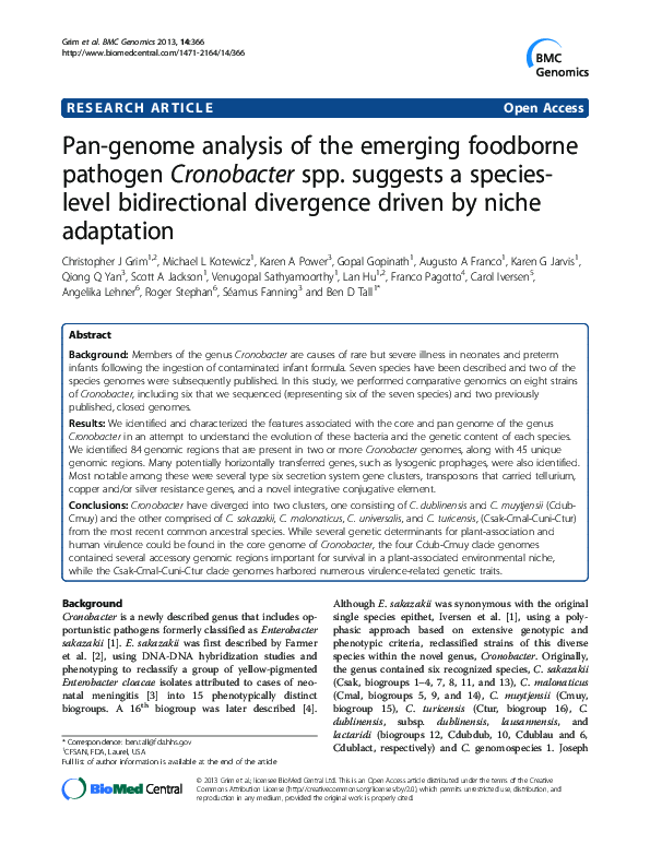 (PDF) Pan-genome analysis of the emerging foodborne pathogen ...