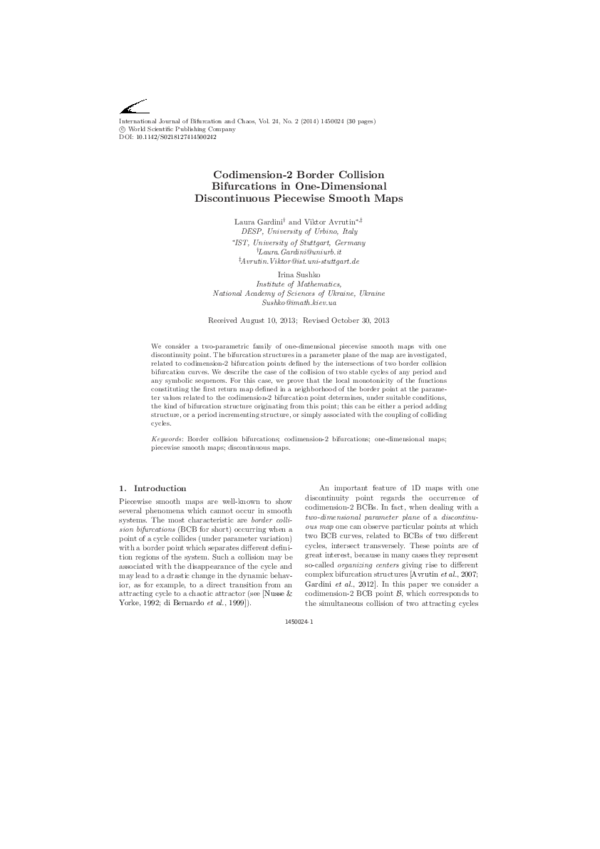 (PDF) Codimension-2 Border Collision, Bifurcations in One-Dimensional, Discontinuous Piecewise ...
