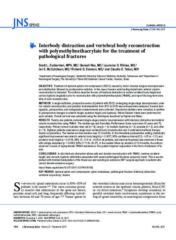 (PDF) Interbody distraction and vertebral body reconstruction with ...