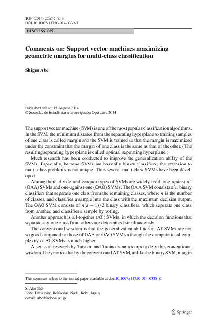 (PDF) Comments on: Support Vector Machines Maximizing Geometric Margins for Multi-class ...