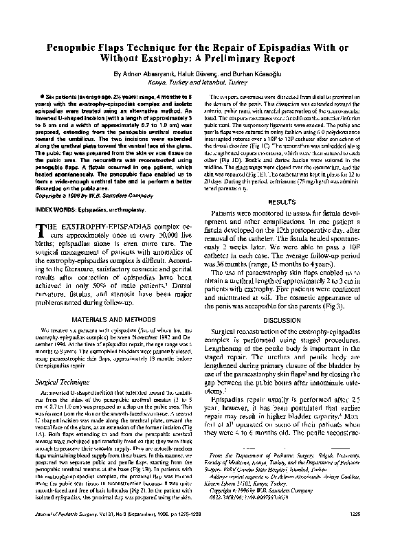(PDF) Penopubic flaps technique for the repair of epispadias with or ...