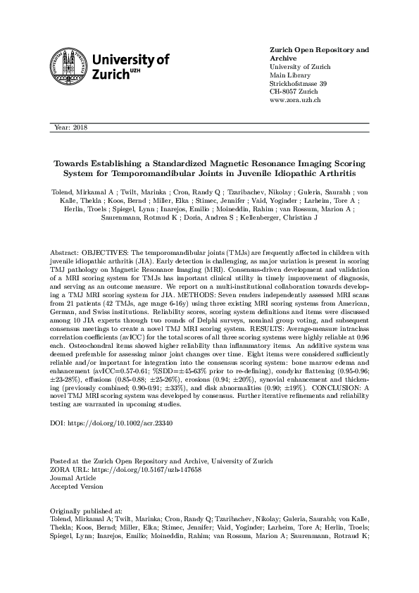 (PDF) Imaging of temporomandibular joint abnormalities in juvenile ...