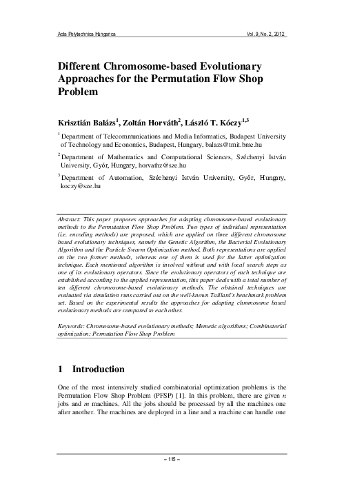 (PDF) Different Chromosome-based Evolutionary Approaches for the Permutation Flow Shop Problem ...