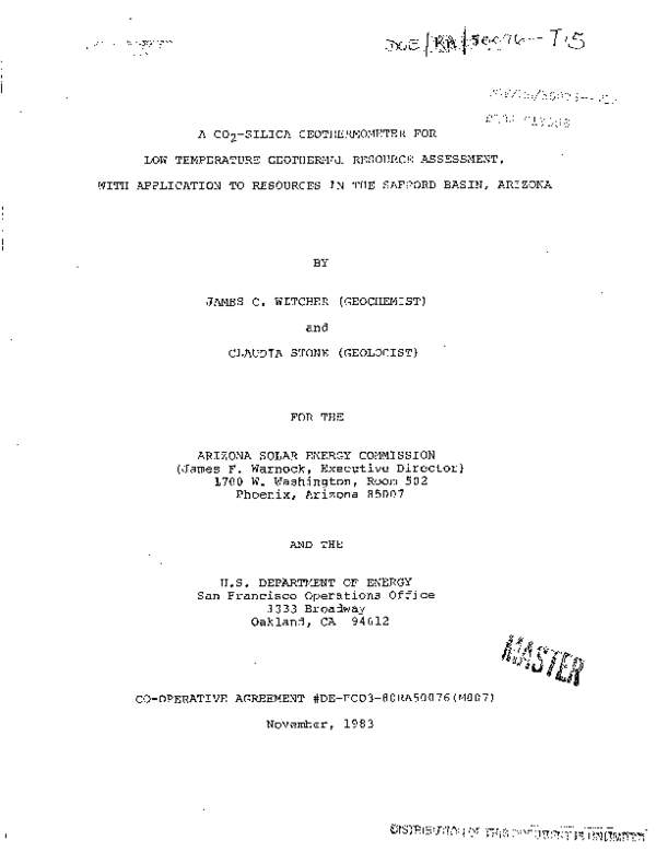 (PDF) CO/sub 2/-silica geothermometer for low temperature geothermal ...