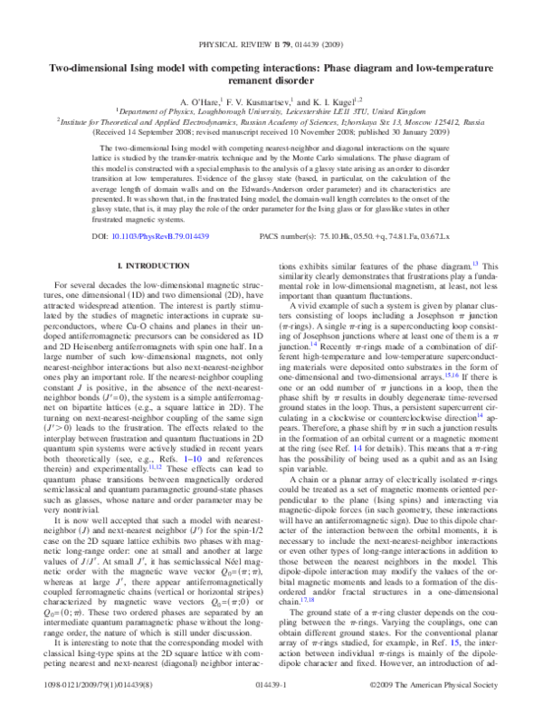 (PDF) Two-dimensional Ising model with competing interactions: Phase diagram and low-temperature ...