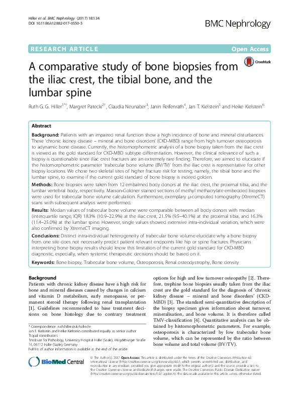 (PDF) A comparative study of bone biopsies from the iliac crest, the ...