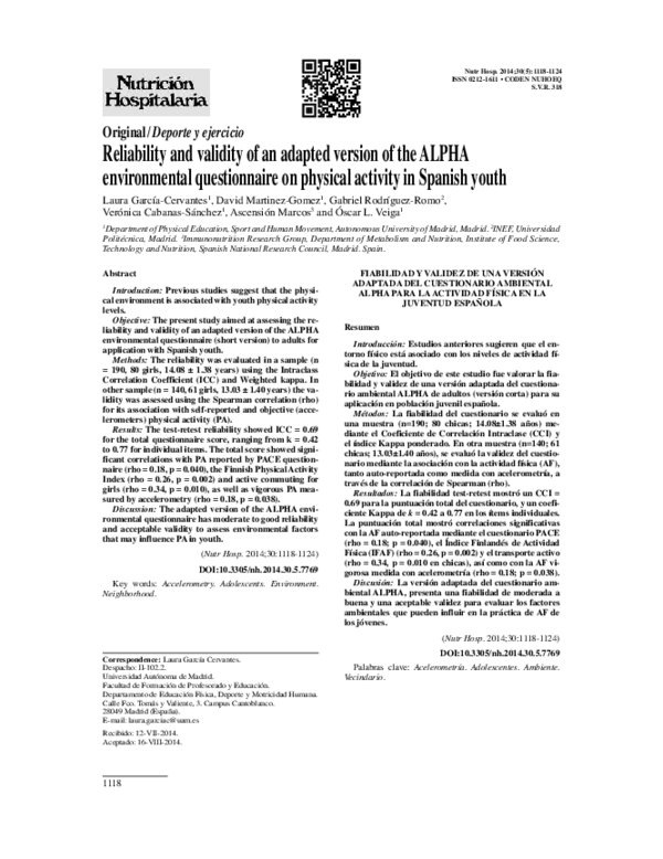 (PDF) Reliability and validity of an adapted version of the ALPHA ...