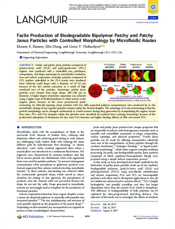 (PDF) Facile Production of Biodegradable Bipolymer Patchy and Patchy Janus Particles with ...