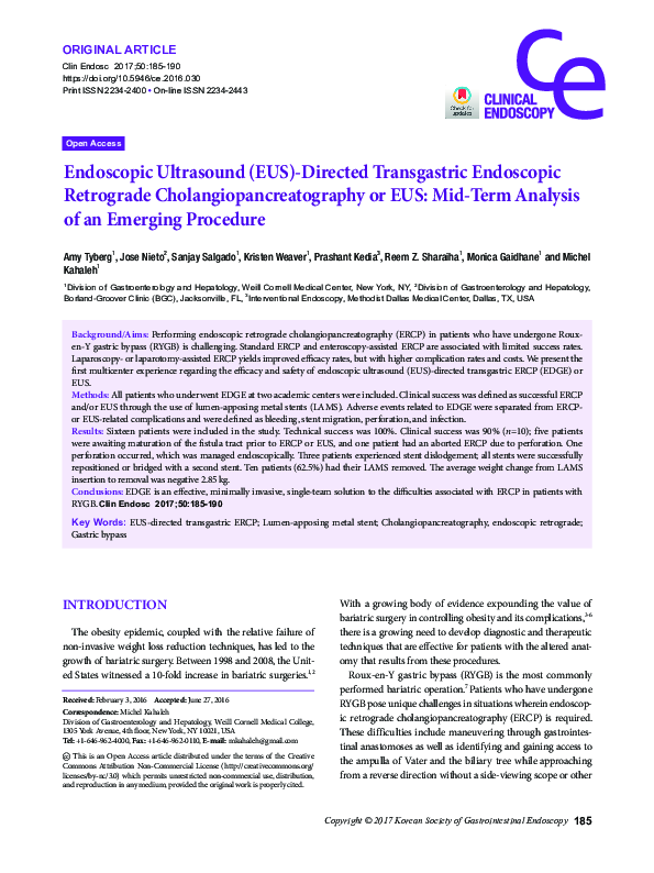 (PDF) Endoscopic Ultrasound (EUS)-Directed Transgastric Endoscopic ...