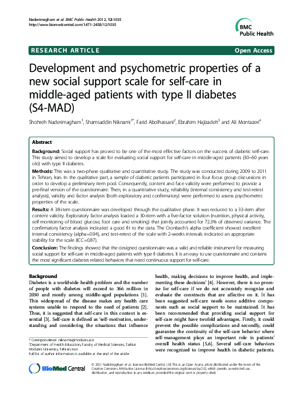 (PDF) Development and psychometric properties of a new social support ...