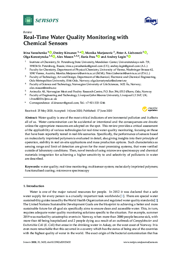 (PDF) Real-Time Water Quality Monitoring with Chemical Sensors