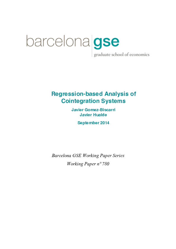 Pdf Regression Based Analysis Of Cointegration Systems