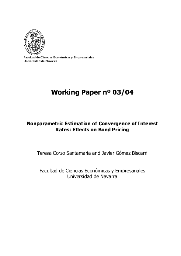 Pdf Nonparametric Estimation Of Convergence Of Interest Rates