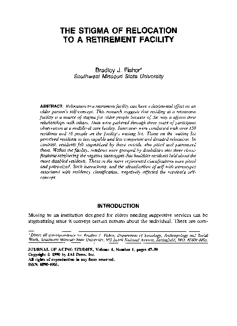 (PDF) The stigma of relocation to a retirement facility