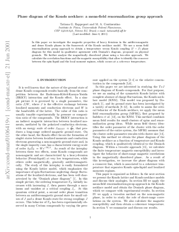 (PDF) Phase diagram of the Kondo necklace: a mean-field renormalization ...