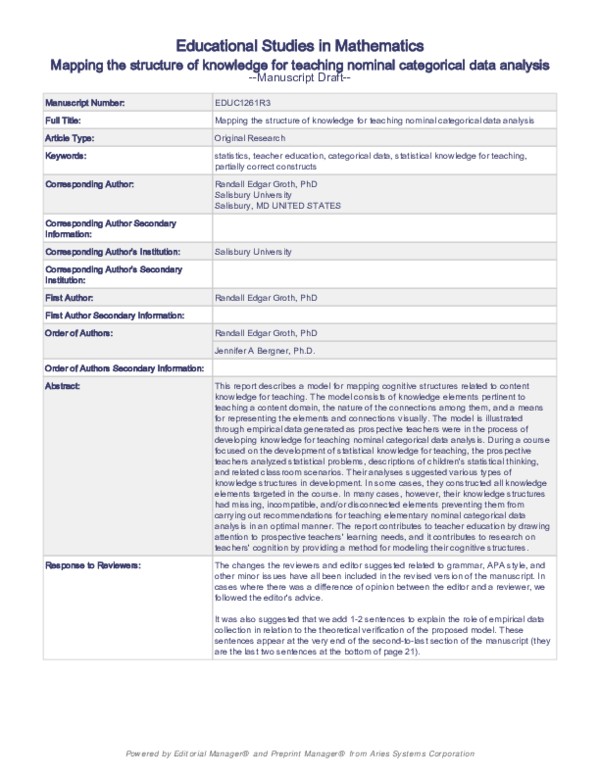 (PDF) Mapping the structure of knowledge for teaching nominal ...