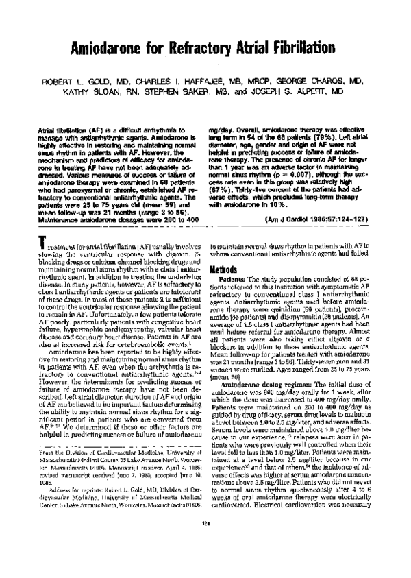(PDF) Amiodarone for refractory atrial fibrillation