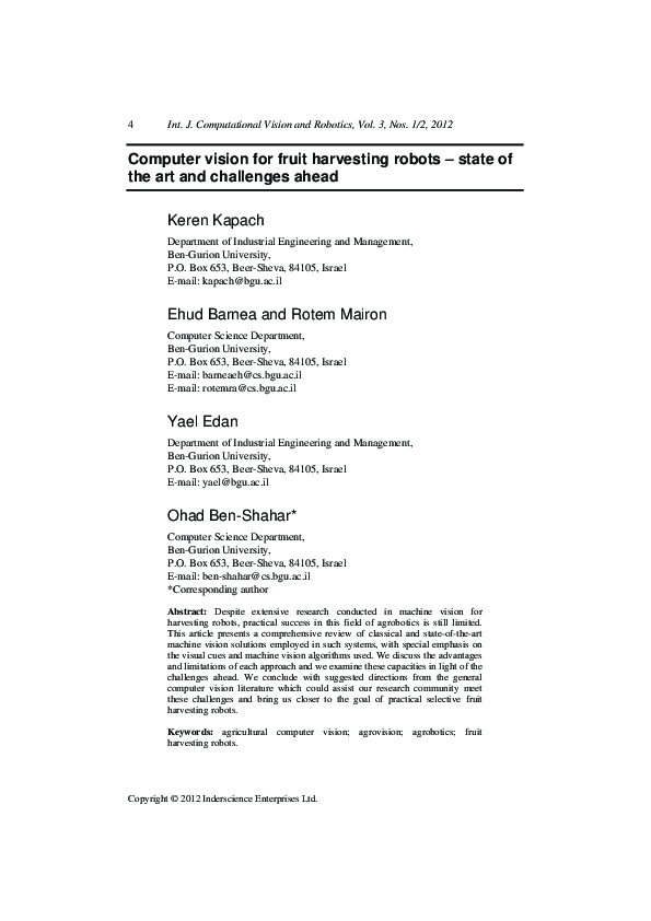 (PDF) Computer vision for fruit harvesting robots state of the art and ...