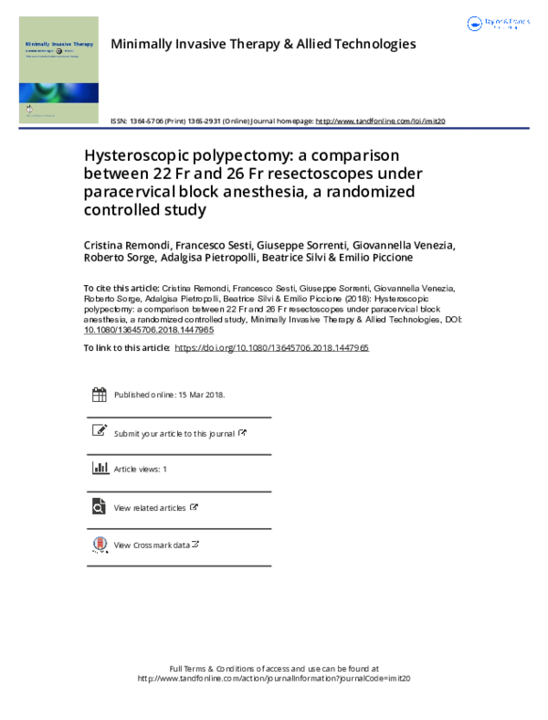 (PDF) Hysteroscopic polypectomy: a comparison between 22 Fr and 26 Fr ...