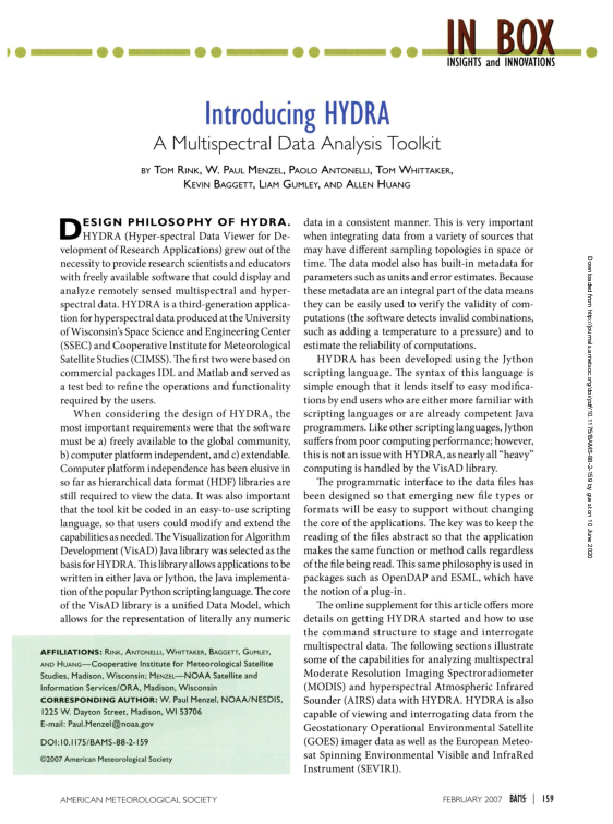 Pdf Introducing Hydra A Multispectral Data Analysis Toolkit