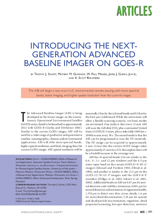 (PDF) Introducing the Next-Generation Advanced Baseline Imager on Goes-R
