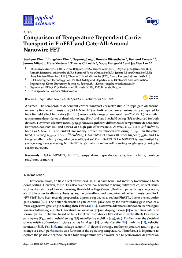 (PDF) Comparison of Temperature Dependent Carrier Transport in FinFET and Gate-All-Around ...