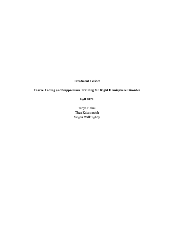 (PDF) Treatment Guide for Right Hemisphere Disorders
