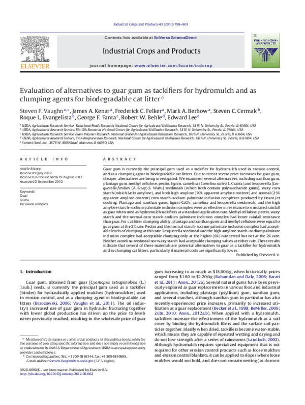 (PDF) Evaluation of alternatives to guar gum as tackifiers for ...