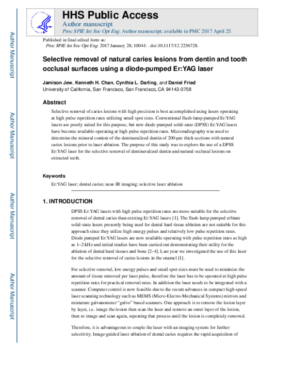(PDF) Selective removal of natural caries lesions from dentin and tooth ...