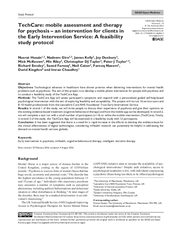 (PDF) TechCare: mobile assessment and therapy for psychosis - an ...