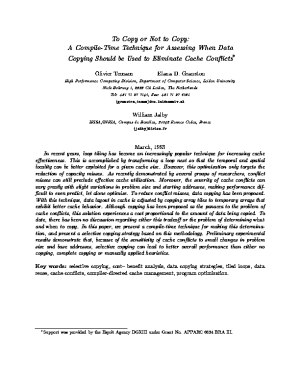 (PDF) To Copy or Not to Copy: A Compile-Time Technique for Assessing ...
